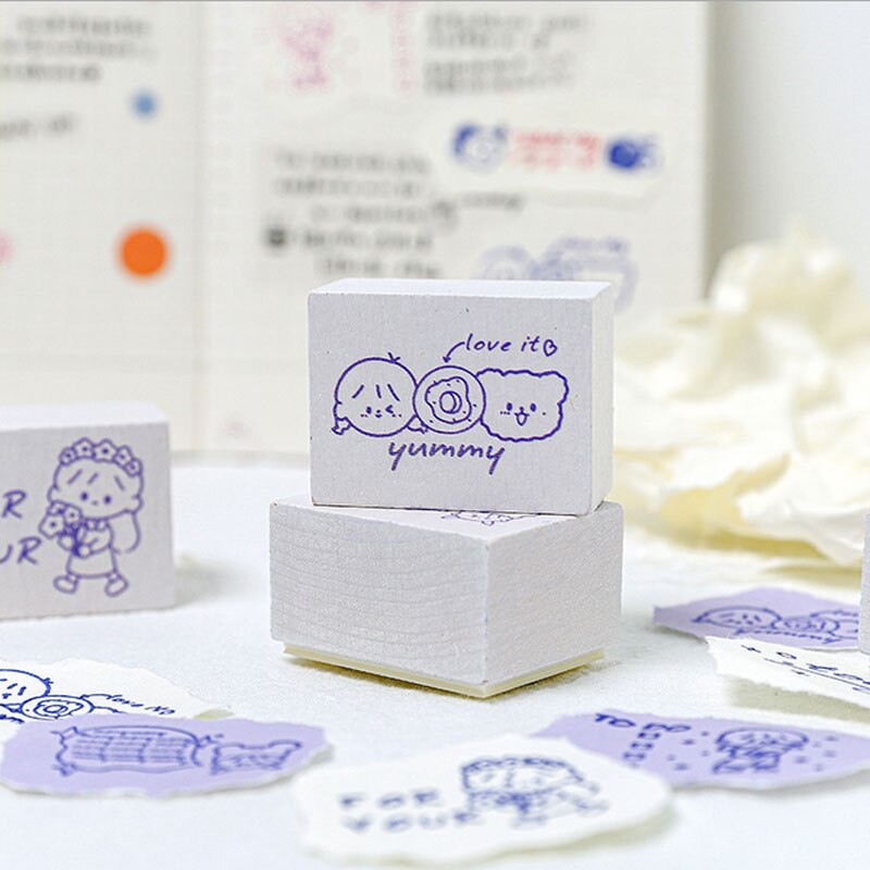 Sweet Series wood stamps DIY craft wooden rubber s... – Grandado