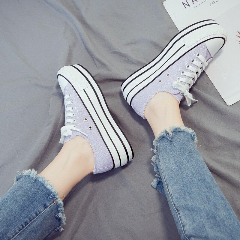 Summer thick-soled purple canvas sports shoes for ... – Grandado