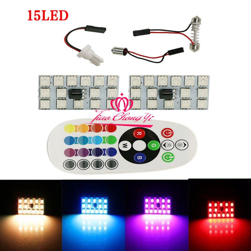 2 block T10 Festoon 15SMD RGB LED Dome Reading Lig... – Grandado
