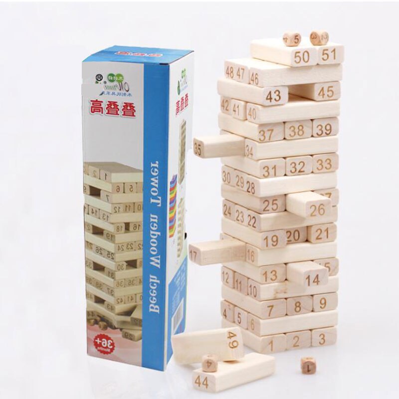 51 Pcs/Set Beech Wooden Toys Tower Wood Building t... – Grandado
