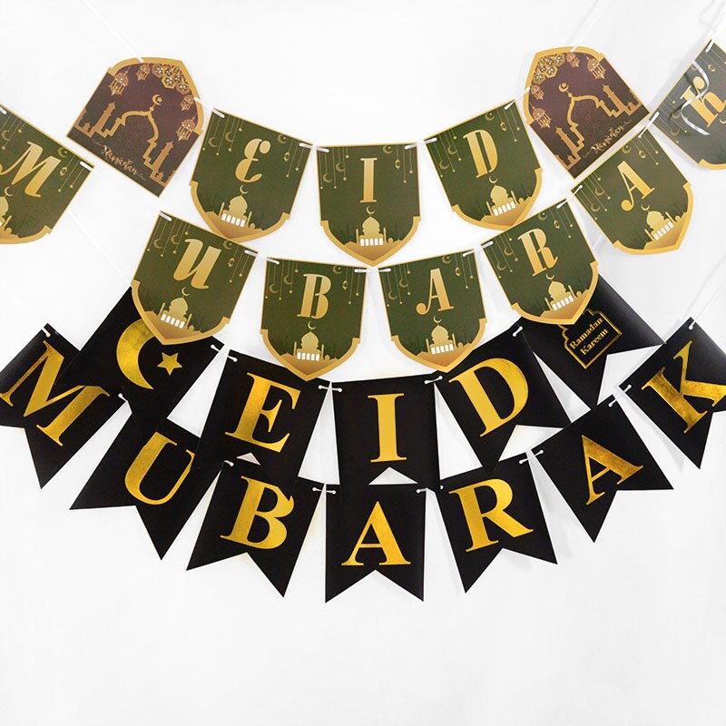 EID Mubarak Banner Star Moon Letter Paper Bunting ... – Grandado