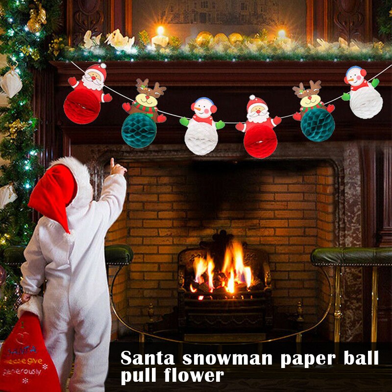 Christmas Paper Banner Christmas Honeycomb Balls w... – Grandado