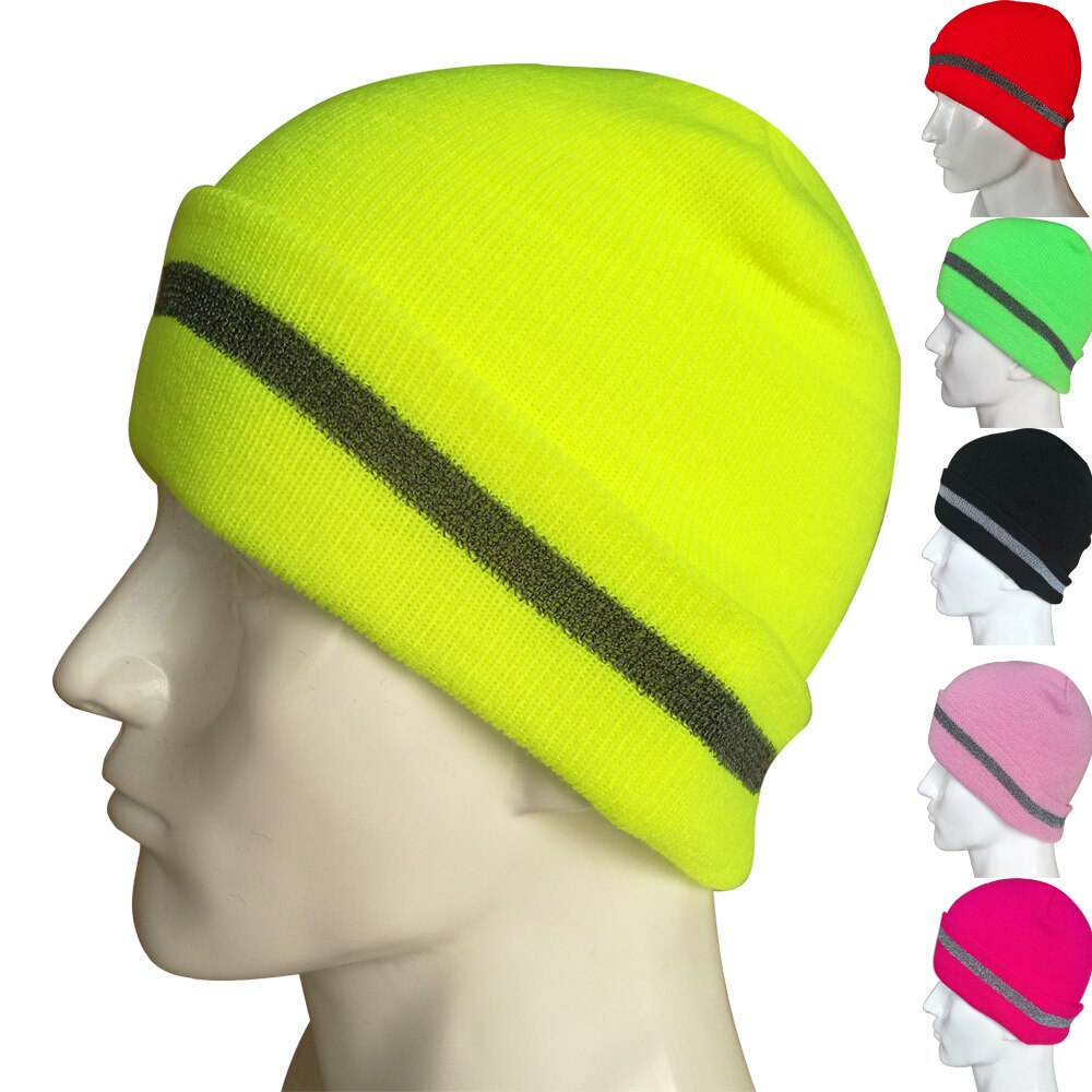Winter Hi-Viz Knitted Hat Reflective Beanie For Me... – Grandado