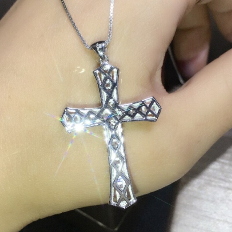 Micro Inlay Rhinestone Cross Pendant Necklace Coup... – Grandado