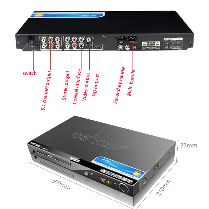 KYYSLB 15W110V 220V Home Dvd Blu-ray HD Evd DVD Pl... – Grandado