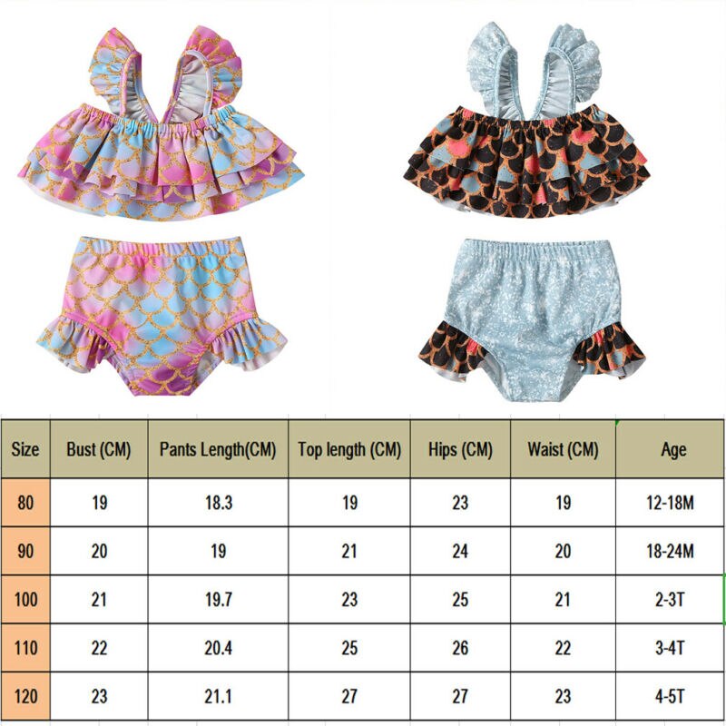 2Pcs Kids Swimsuit Sling Cute Little Fish Scales P... – Grandado
