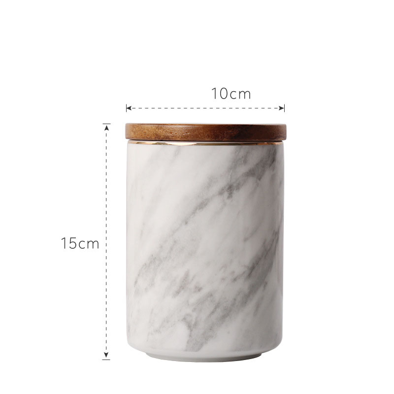 Nordic Ceramic Storage Jar Marble Texture with Lid... – Vicedeal