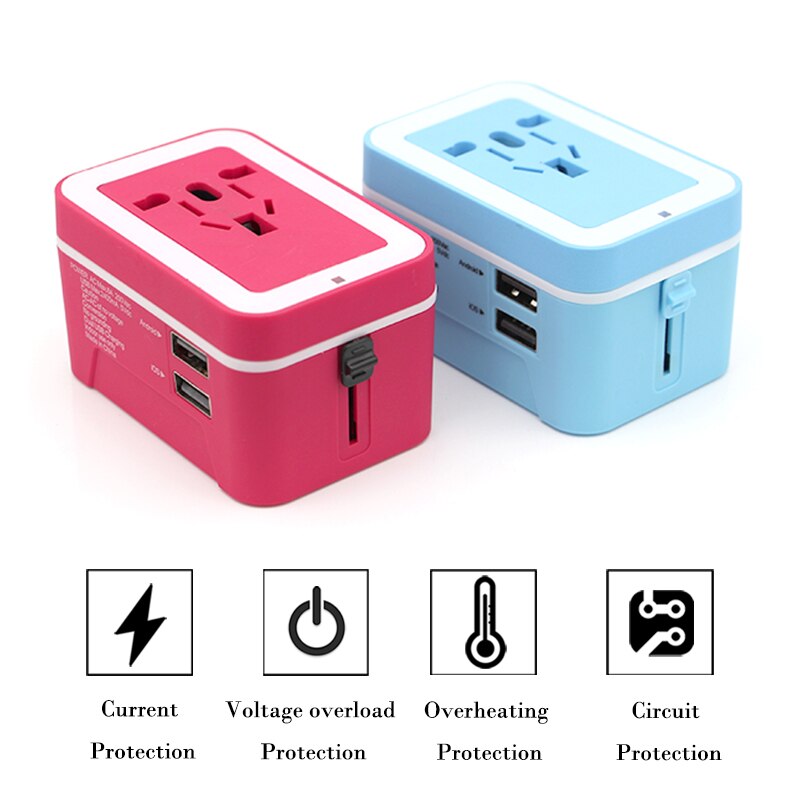 International Travel Adapter Red Blue Electric Plu... – Grandado