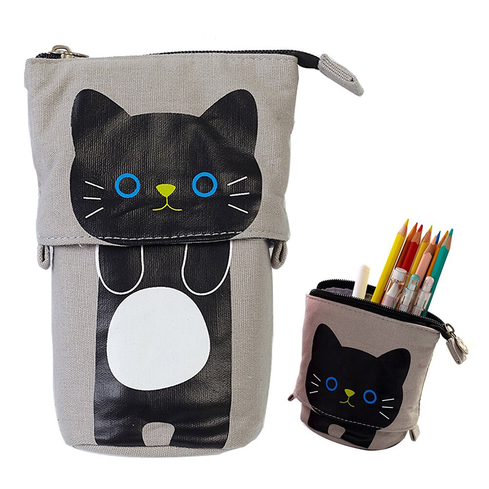 Retractable Pencil Case Cartoon Cat Canvas Zipper ... – Grandado