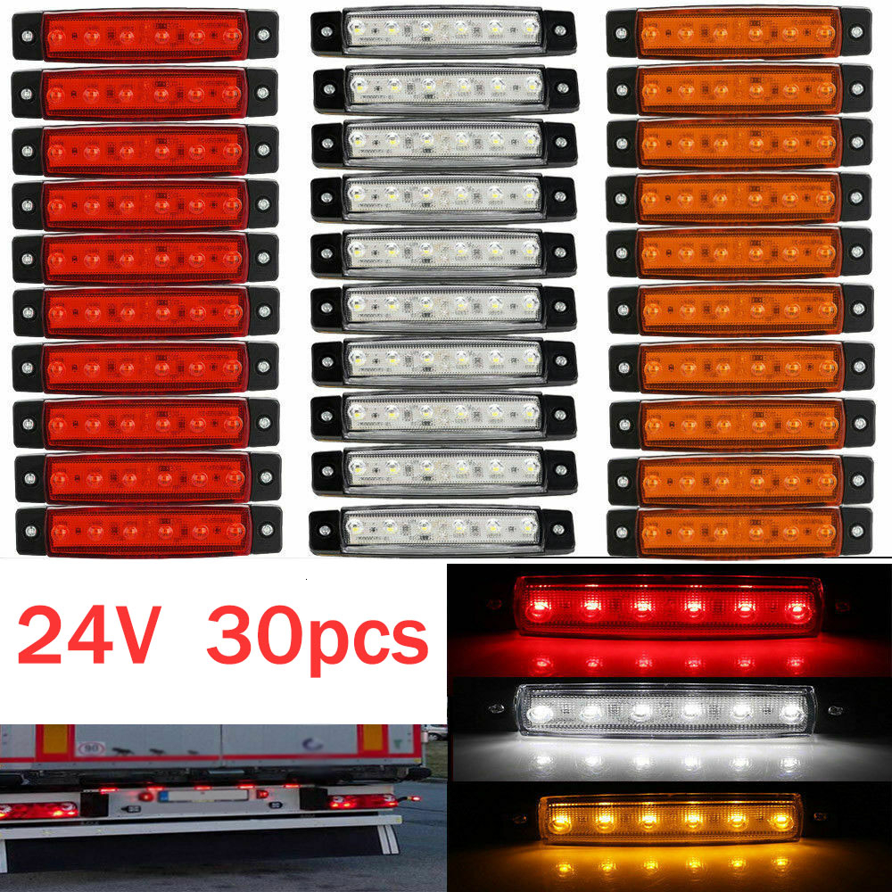 30x 6 LED light SMD 24V White Red Orange Truck Tra... – Grandado