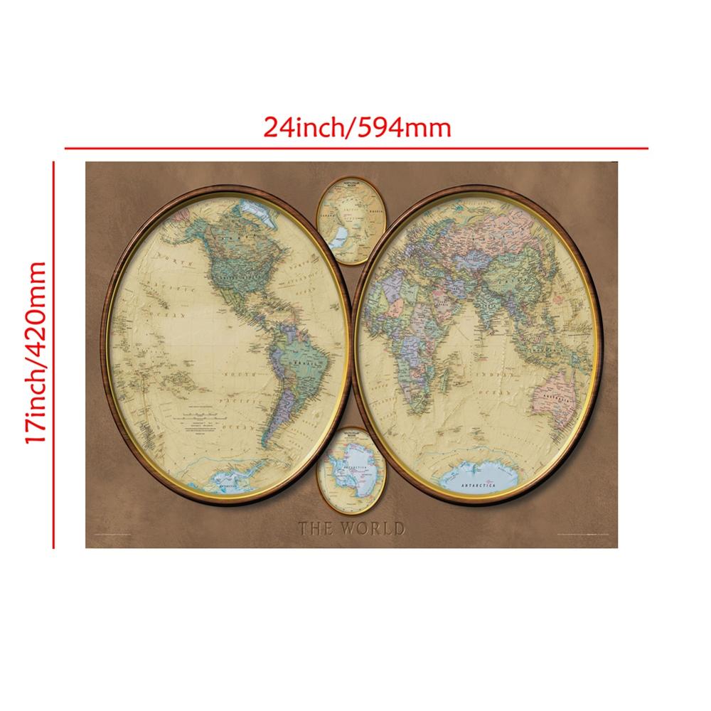 A2 Size Decor Map The World HD Printed Map Edition... – Grandado