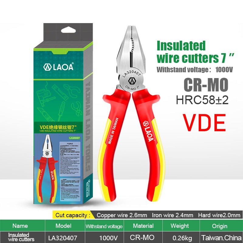 LAOA 8" Wire Cutter VDE Insulated Wire Pliers CR-M... – Vicedeal