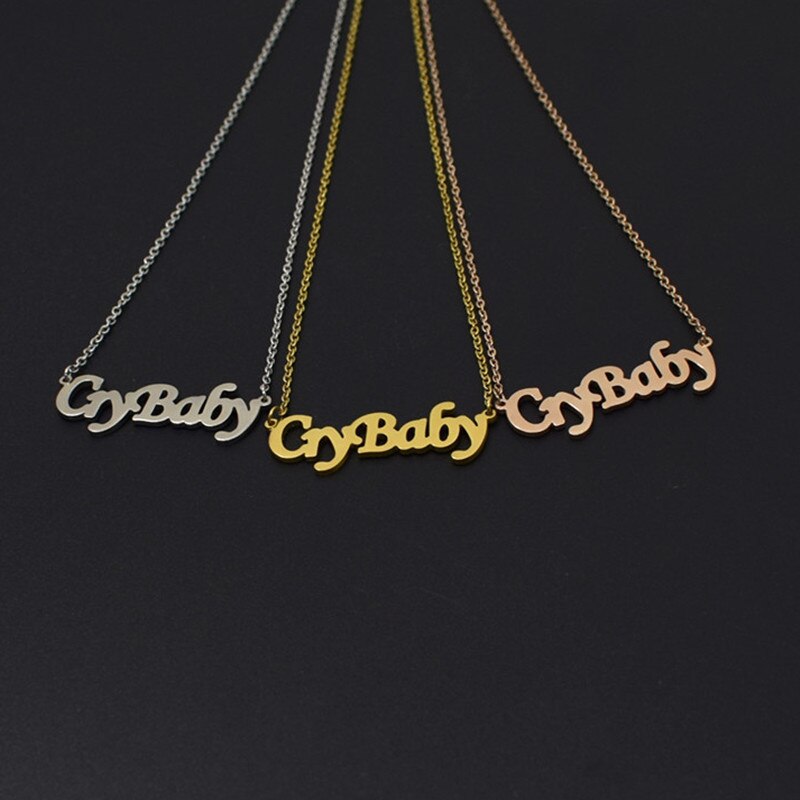 Gothic Crybaby Necklace Charm Pendant Cursive Font... – Vicedeal