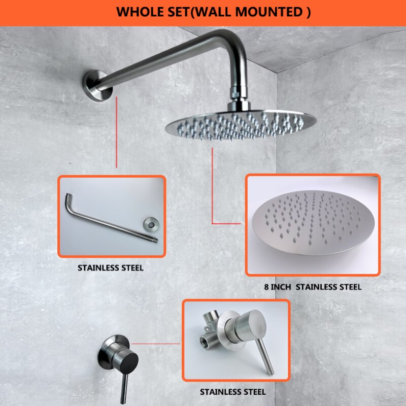 and Cold Head Top Shower Set 304 Stainless Steel 1... – Vicedeal