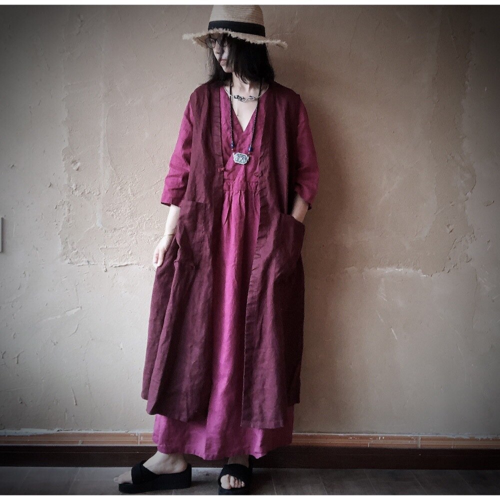 Johnature V-neck Cotton Linen Women Long Vest Autu... – Grandado