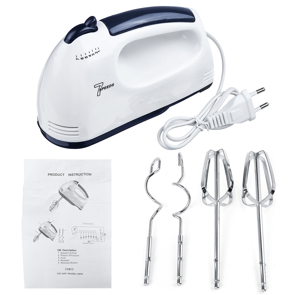 Manual Mini 7 Speed Dough Hand Mixer Food-Blender ... – Vicedeal