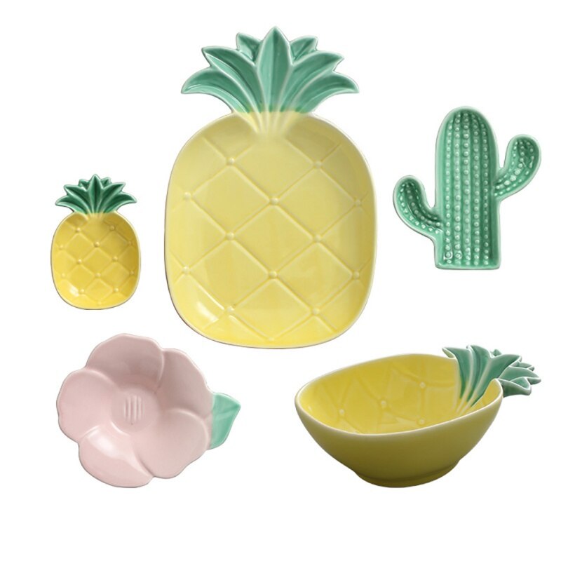 Pineapple Shape Cactus Ceramic Salad Plate Fruit S... – Grandado