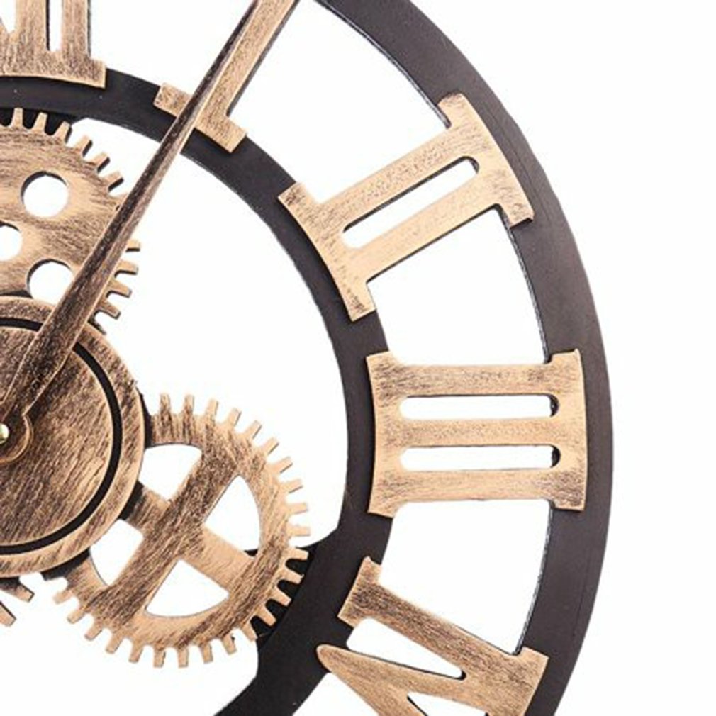 40cm 3D Gear Roman Numeral Wall Clock Non-ticking ... – Grandado
