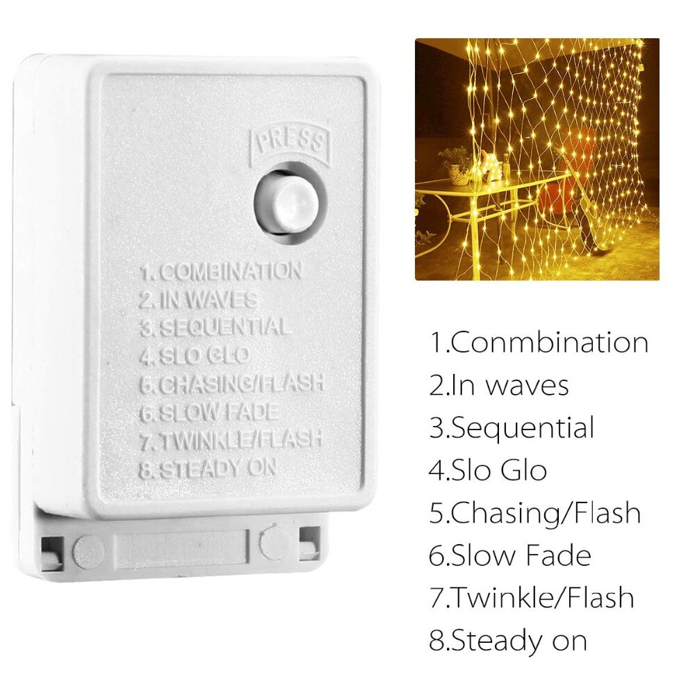 320leds 3x3M Colorful Net Mesh Light 8 Modes LED N... – Grandado