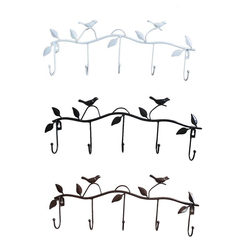 5 Hooks Wrought Iron Bird Door Hook Rack Clothes R... – Vicedeal