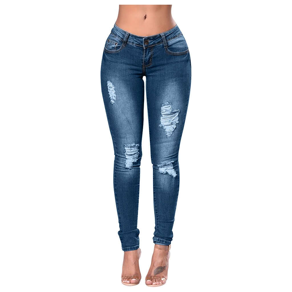Denim jeans das mulheres elástico zíper bolso bura... – Grandado