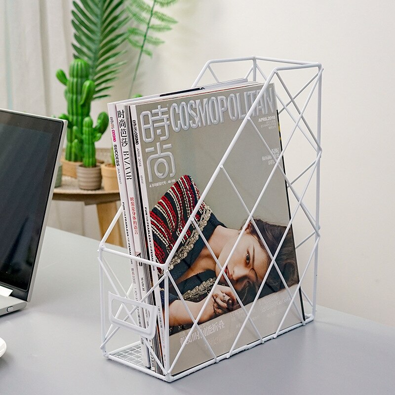 Ins Grid Iron Storage Rack Household Desktop Book ... – Grandado