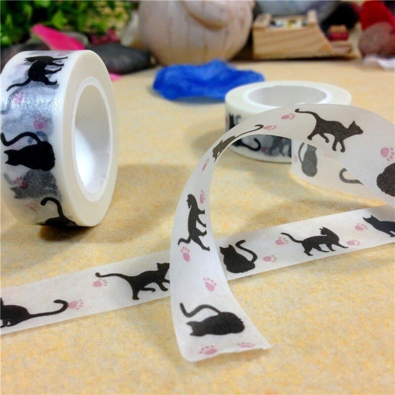 2pc 10m Cute Cat Tapes Adhesive Decor Cartoon Blac... – Vicedeal