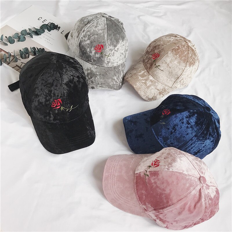 Vrouwen Fluwelen Baseball Cap Geborduurd Meisje Bo... – Grandado