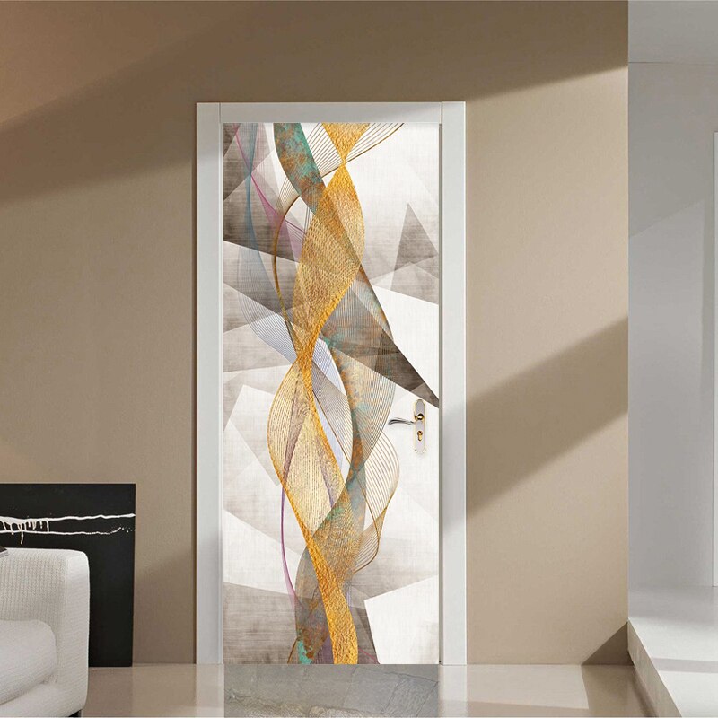 PVC Door Sticker Modern Simple Geometric Gold Line... – Vicedeal