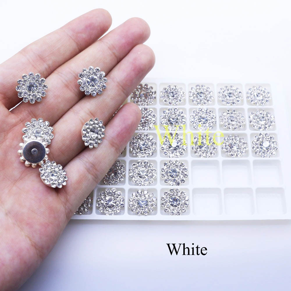LKERAN 14mm 20Pcs Shiny Crystal Flower Buttons gol... – Vicedeal