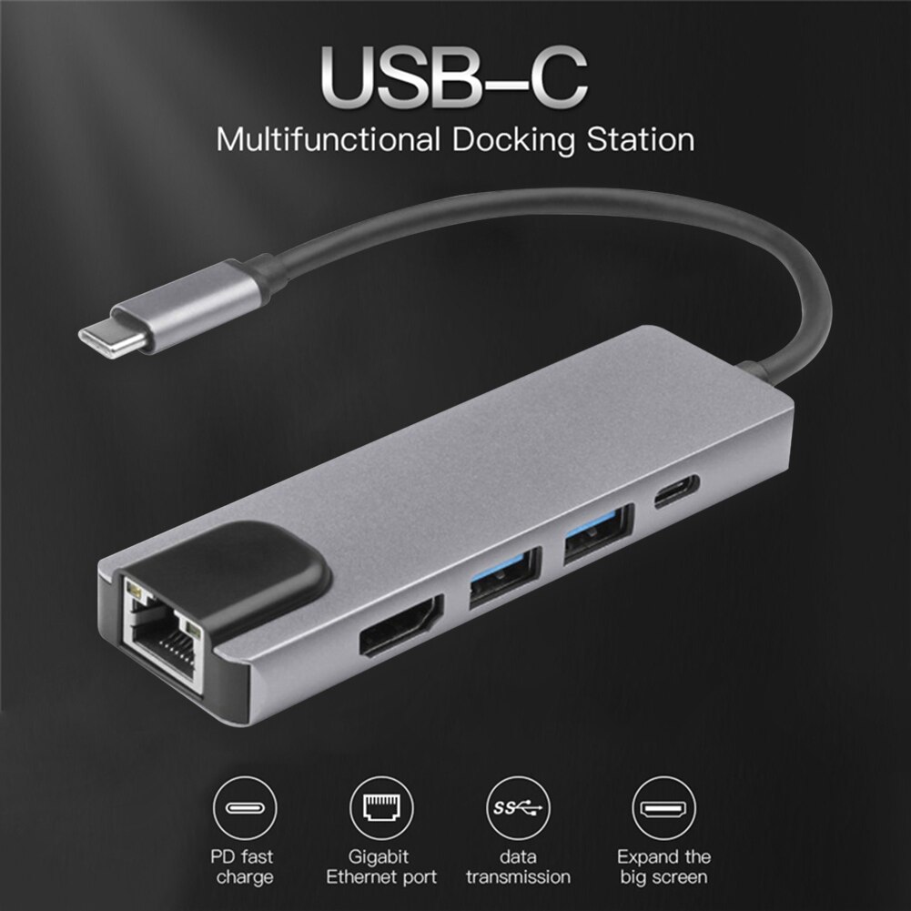4K USB Type C Hub 5 Ports Multi USB C Hub to Gigab... – Grandado