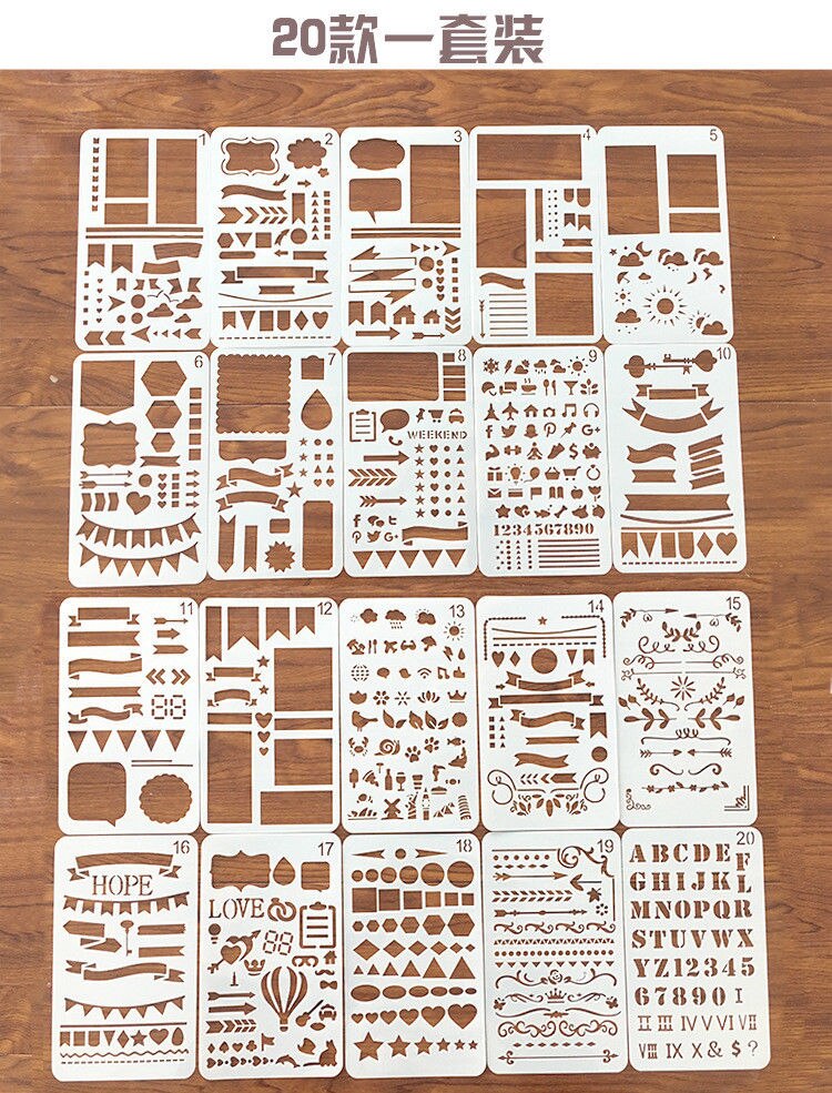 12/20pcs Journal Stencil Set Plastic Planner DIY D... – Grandado