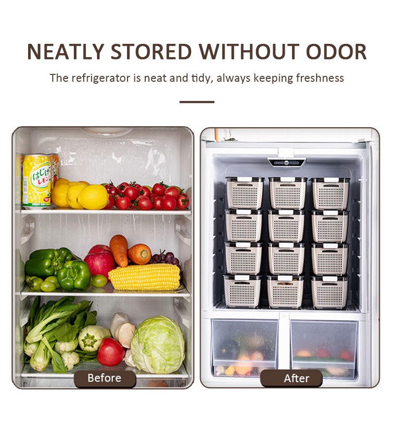 Fresh Produce Storage Containers Fridge Drip Baske... – Vicedeal