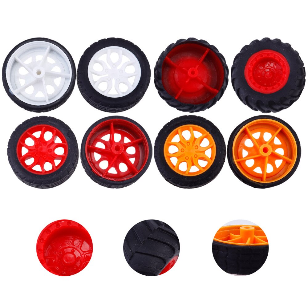 8 pcs Four-wheel Drive Wheels Small DIY Plastic To... – Vicedeal
