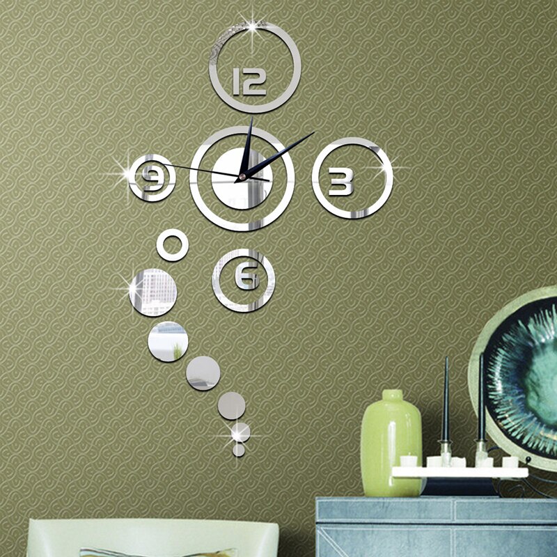 3D Spiegel Sticker Klok Muur Opknoping Horloge Mod... – Grandado