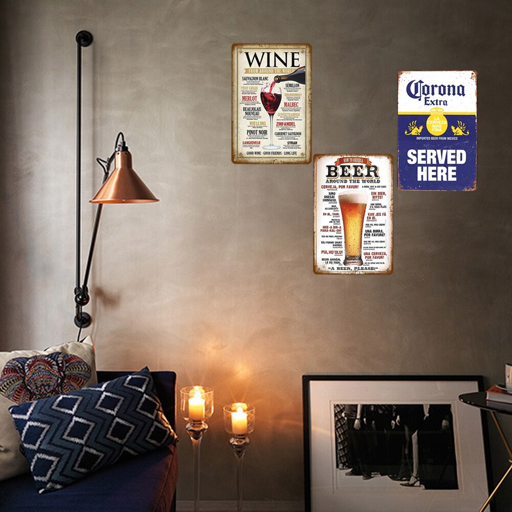 Retro Vintage Painting Liquor Metal Plate Poster T... – Grandado