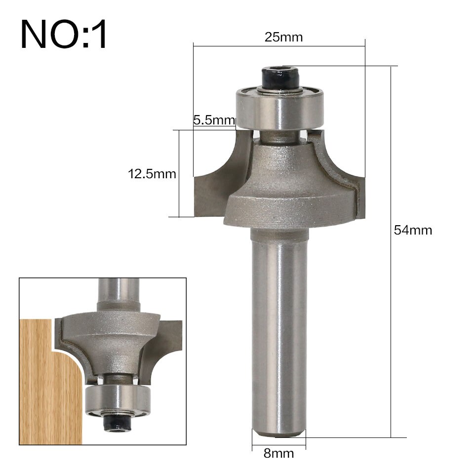1 st 8mm Schacht Ronde Over Router Bits voor hout ... – Grandado