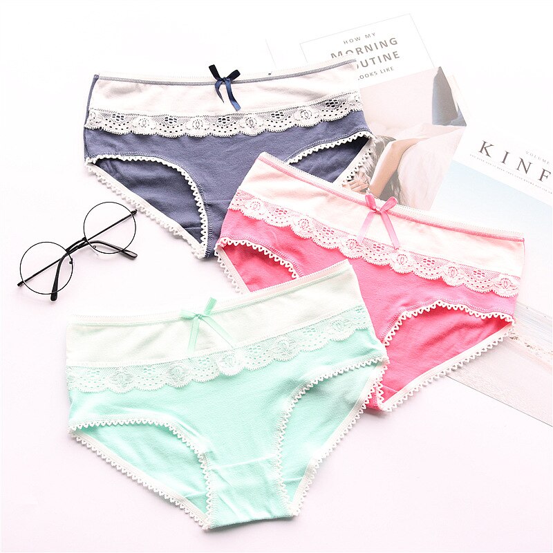5pcs/lot Autumn Pink Girl Underwear Lace Edge Cott... – Vicedeal