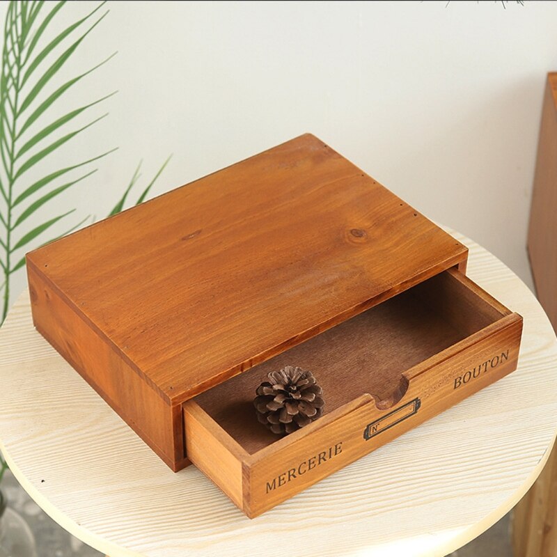 G5AB Wooden Retro 1 Layer Drawer Storage Box Vinta... – Grandado
