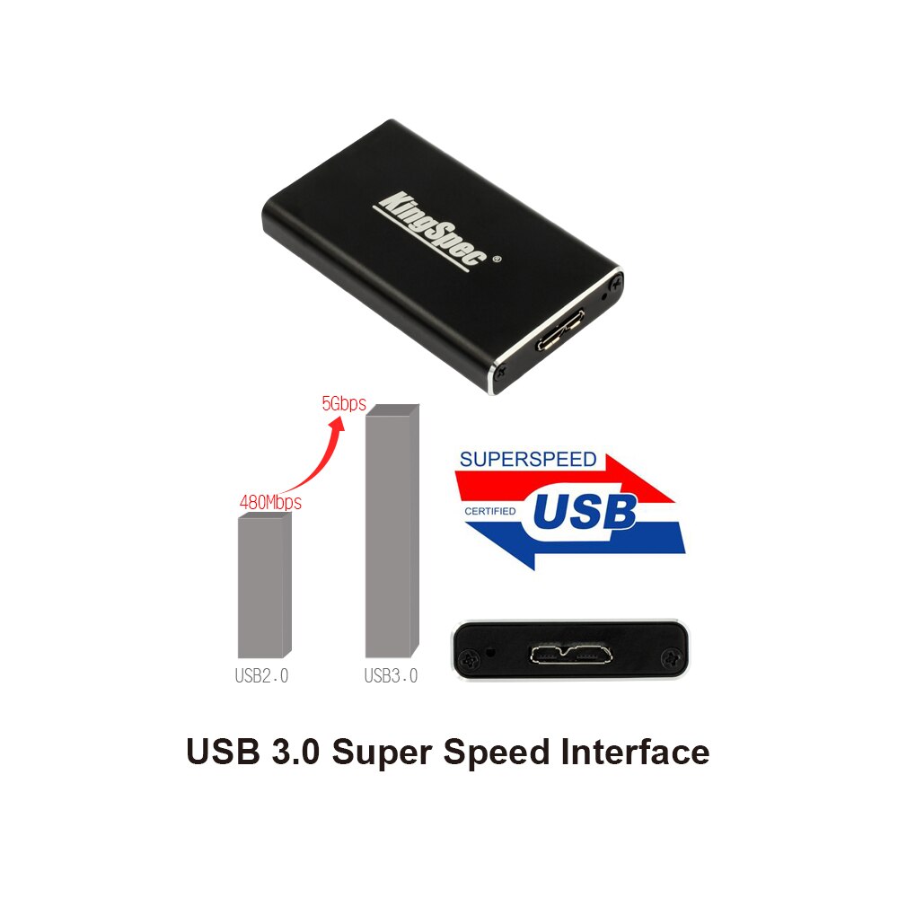 Kingspec msata ssd til usb 3.0 eksternt svart hdd ... – Grandado