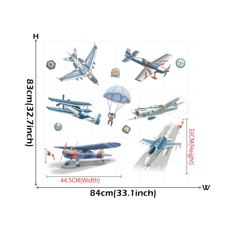 BRUP Blue Airplane Aircraft Wall Stickers for Kids... – Grandado