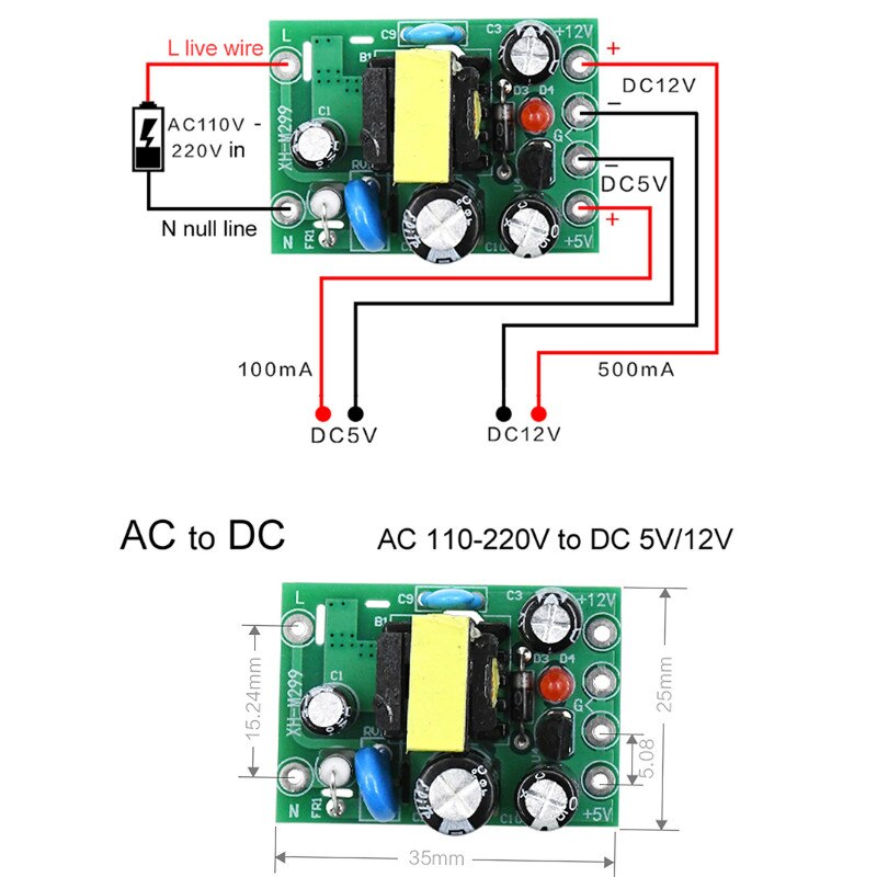 1Pc Mini AC-DC Converter Ac 110V 220V Naar Dc 12V ... – Vicedeal