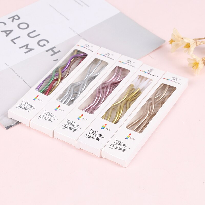 6Pcs/lot Threaded Candle Curved Cake Candle Long C... – Grandado