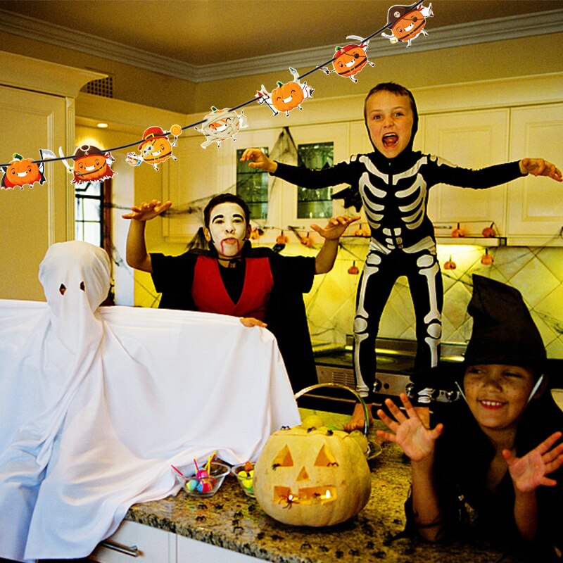 Happy Halloween Letter Banner Pumpkin Ghost Skull ... – Grandado