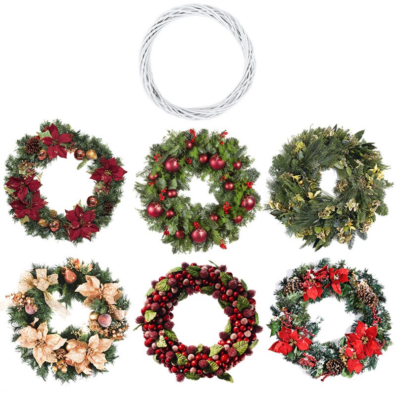 10/20/25/30 CM Wicker Wreath Decor Christmas Ratta... – Grandado