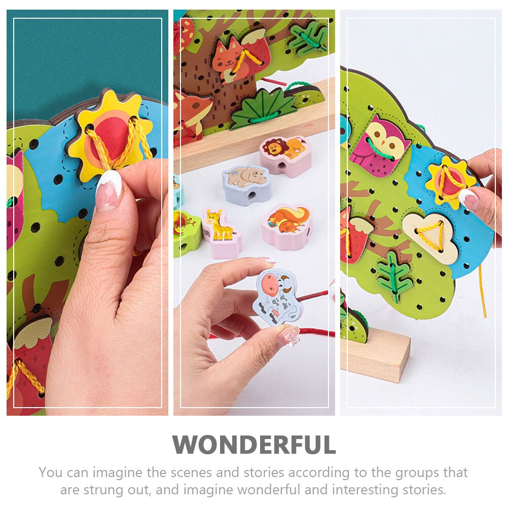 1 Set of Kids Early Learning Educational Wood Thre... – Grandado