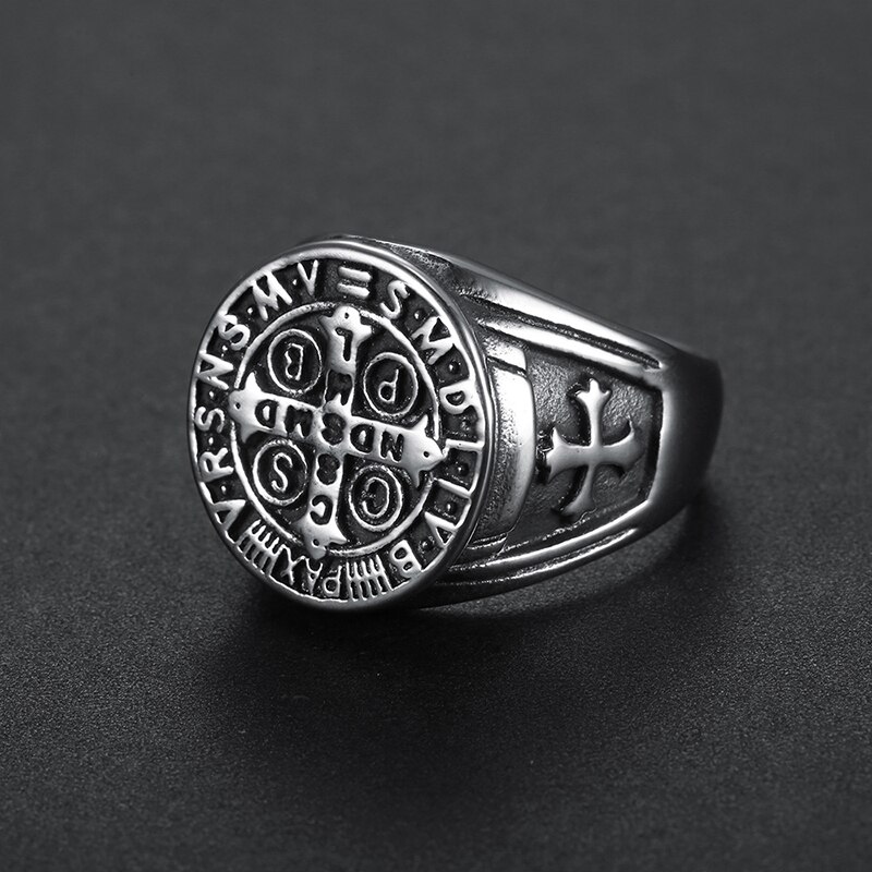 Vintage Benedictus Cspb Cross Ring Rvs Heren Hip H... – Vicedeal