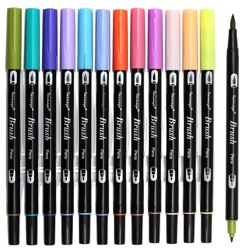 Dainayw Dual Brush Pen Art Markers, Primary, 12-Pa... – Vicedeal