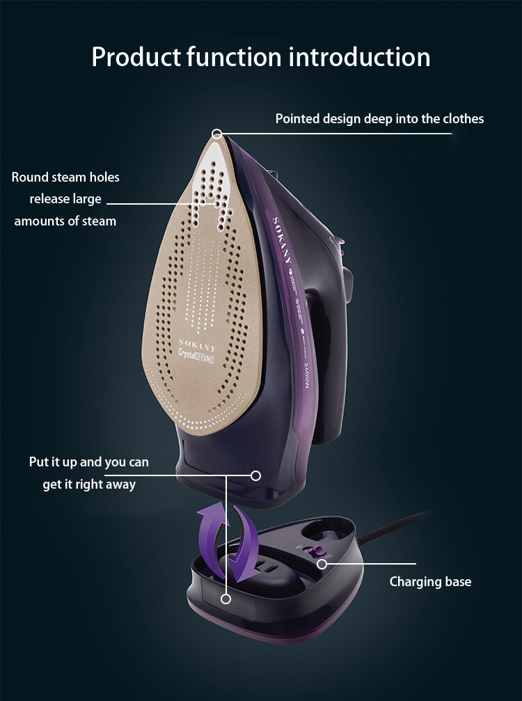 2 IN 1 2400W Electric Steam Iron for garment Steam... – Grandado