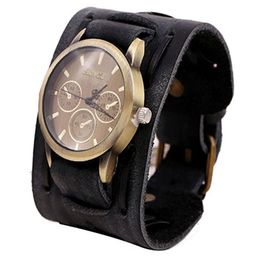 Style Retro Punk Rock Brown Big Wide Leather Brace... – Vicedeal